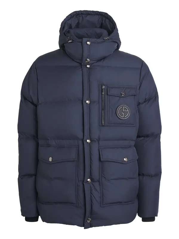 Giorgio Armani Logo Puffer Jacket - Blue
