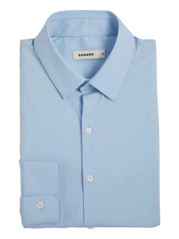 Sandro Cotton-blend Point-collar Shirt - Blue