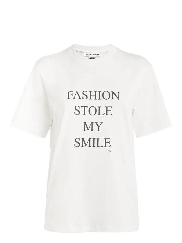 Victoria Beckham Slogan Graphic T-shirt - White
