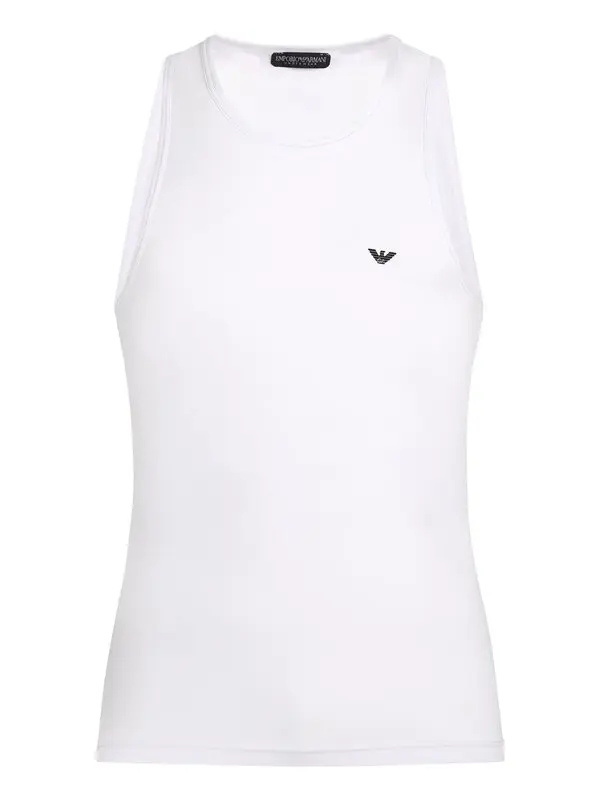 Emporio Armani Stretch-cotton Logo Tank Top - White