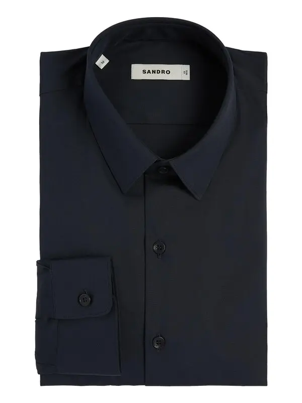 Sandro Cotton-blend Point-collar Shirt - Blue