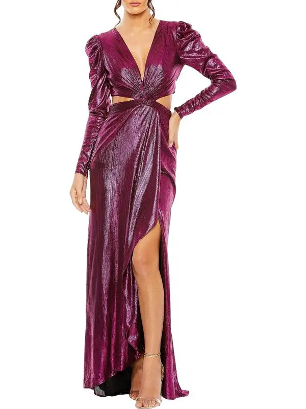 Mac Duggal Ieena Foile Jersey Open-back Gown - Fuchsia