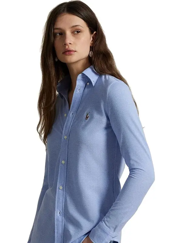 Ralph Lauren Slim Fit Knit Cotton Oxford Shirt - Blue