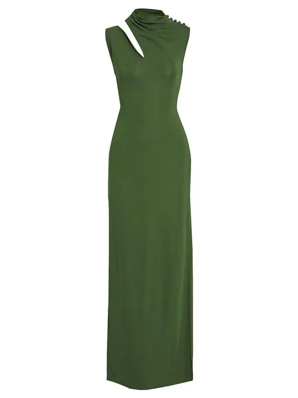 Safiyaa Ifiona Cutout Jersey Maxi Dress - Army Green