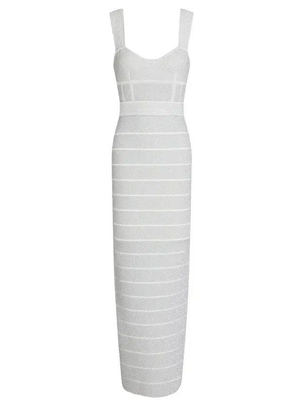 Herve Leger Metallic Bandage Maxi Dress - Silver