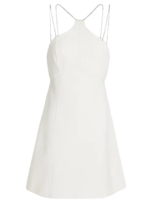 Herve Leger Crystal-embellished Ribbed-knit Mini Dress - White