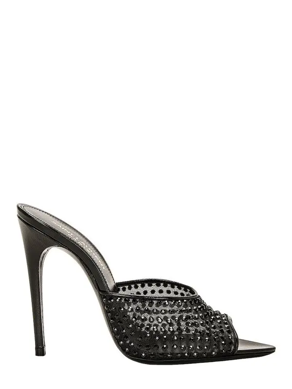 Saint Laurent Blonde Mule Sandal - Nero & Jet
