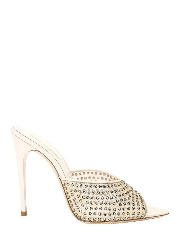 Saint Laurent Blonde Mule Sandal - Nude & Crystal