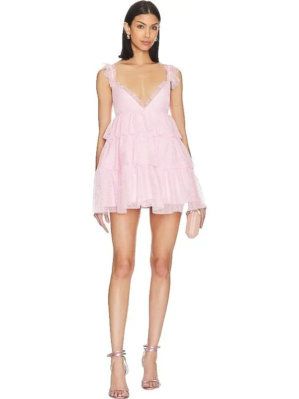 MORE TO COME Arabela Ruffle Mini Dress - Baby Pink