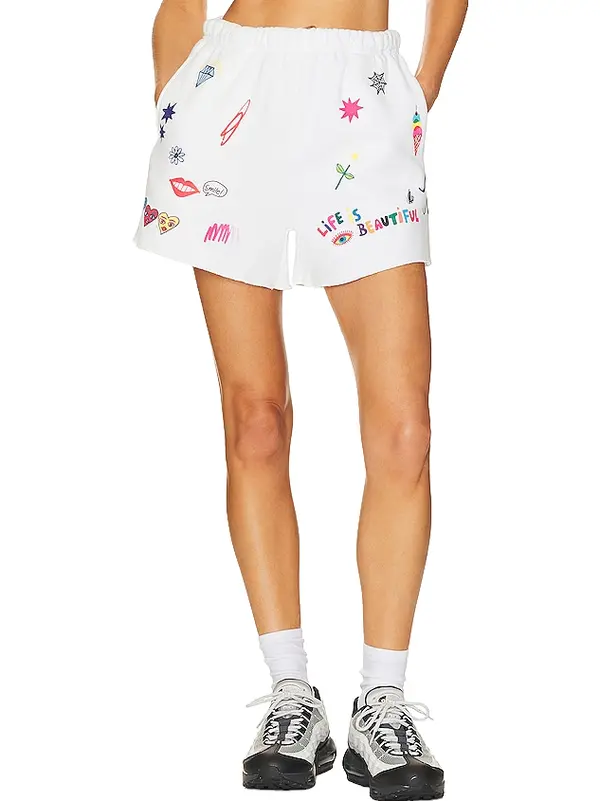 THE MAYFAIR GROUP Somebody Loves You Fleece Shorts - White