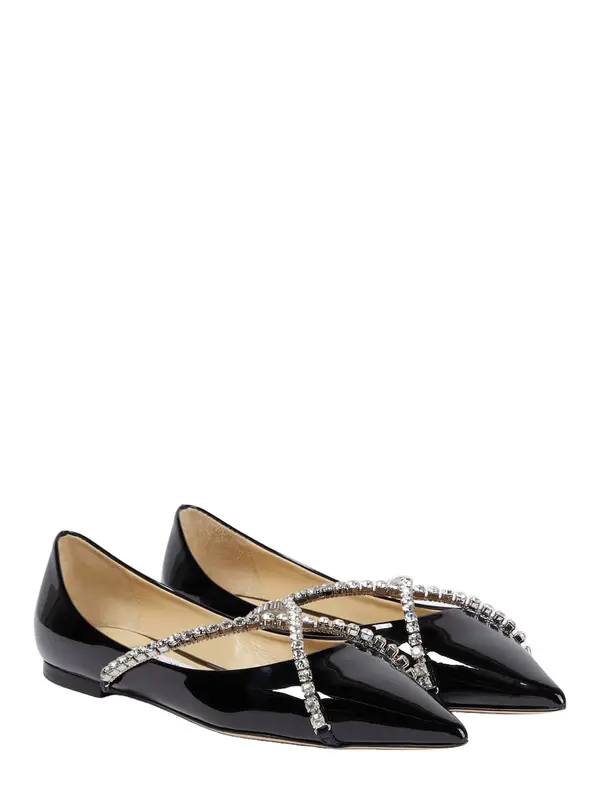 JIMMY CHOO Genevi Embellished Ballet Flats - Black