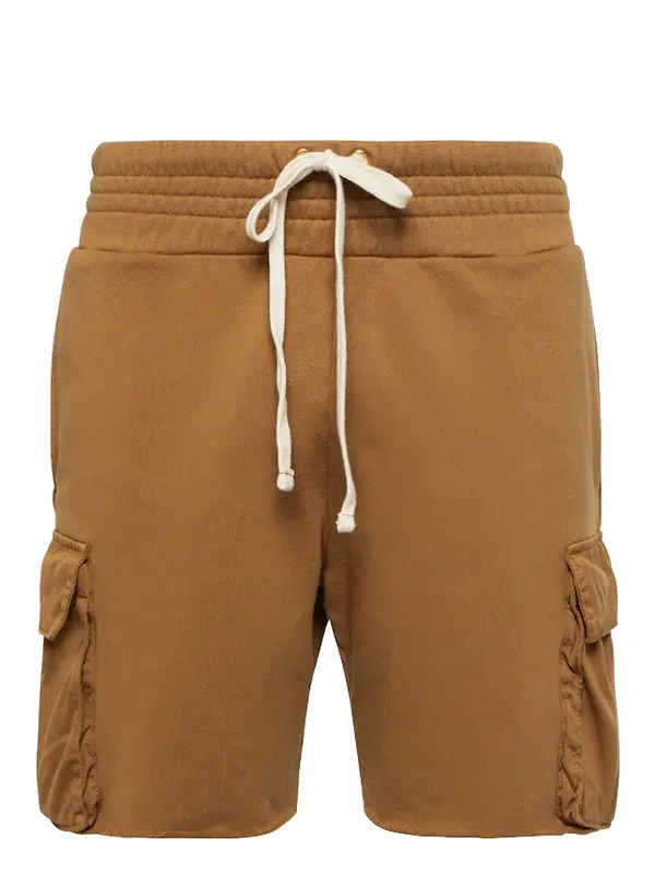 LES TIEN Cotton Jersey Cargo Shorts - Brown