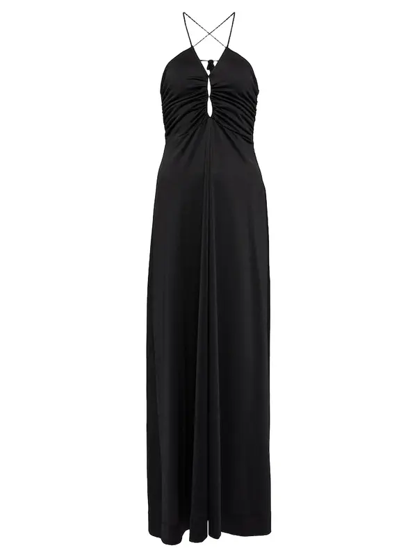 GANNI Crêpe Jersey Maxi Dress - Black