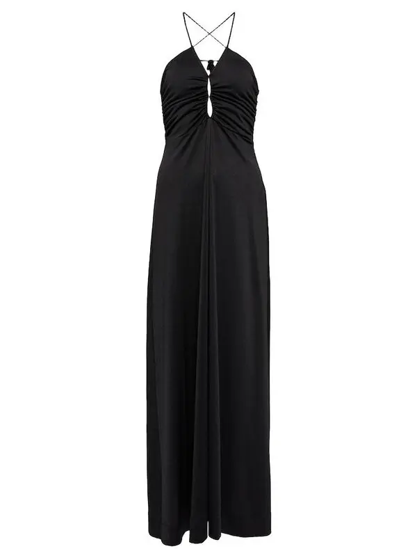 GANNI Crêpe Jersey Maxi Dress - Black
