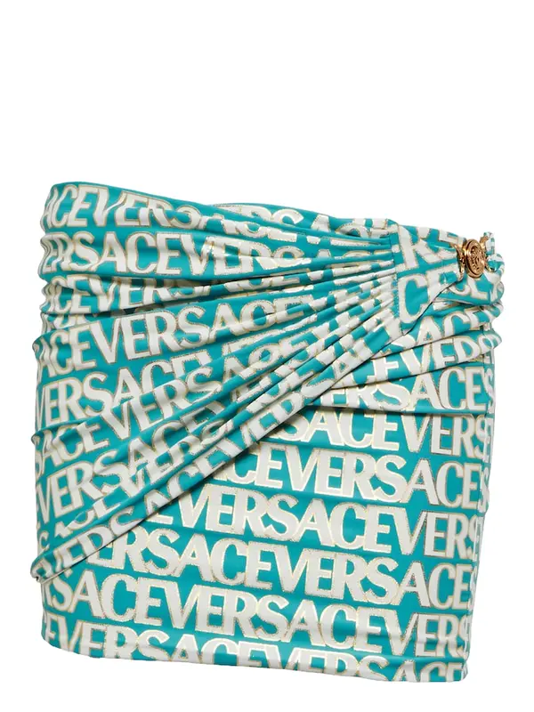 Versace Logo Ruched Miniskirt - Multicoloured