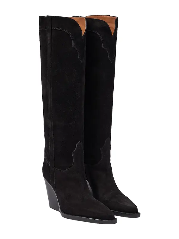 Paris Texas El Dorado Suede Cowboy Boots - Black