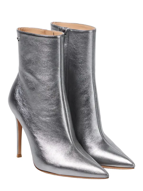 GIANVITO ROSSI Leather Ankle Boots - Metallic