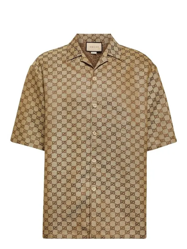 Gucci Gg Jacquard Linen-blend Shirt - Beige