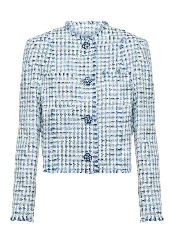 Etro Checked Bouclé Jacket - Blue