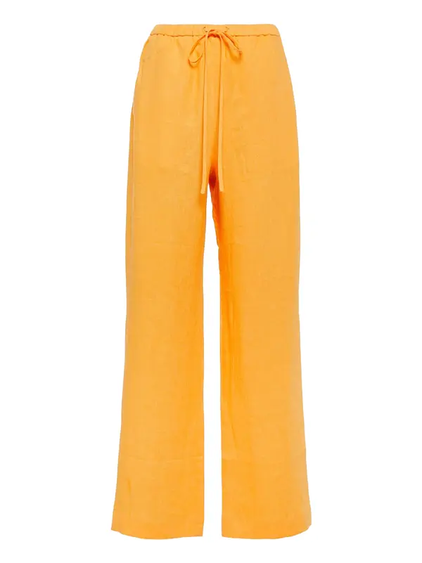 Nanushka Straight-leg Linen Trousers - Orange