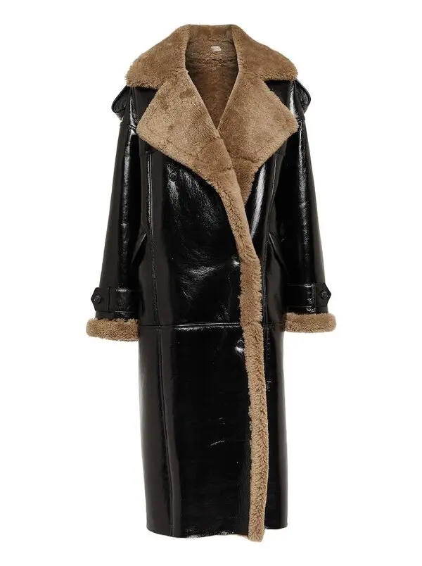 THE MANNEI Jordan Leather And Shearling Coat - Brown