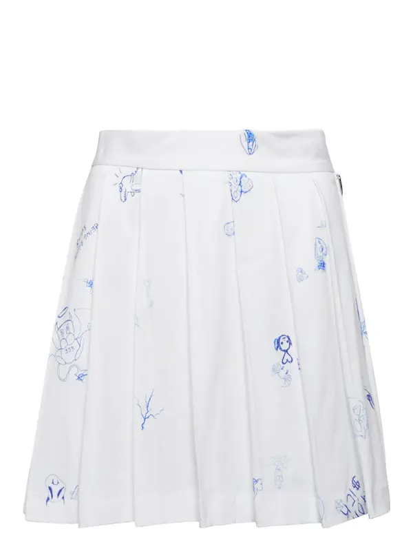 Vetements Printed Pleated Cotton Miniskirt - White