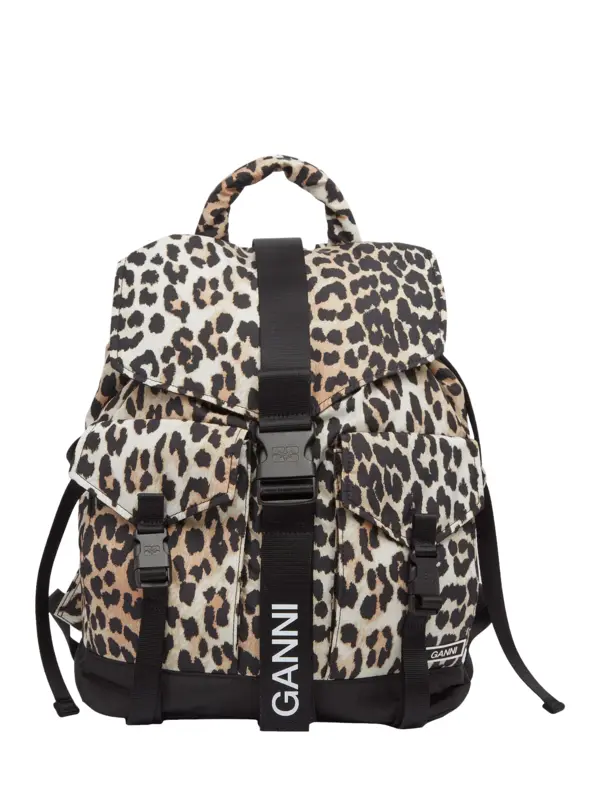 GANNI Recycled Tech Backpack - Leopard