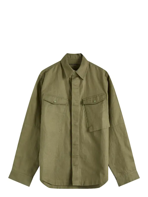 MAHARISHI Organic Twill Miltype Custom Overshirt - Mahaolive