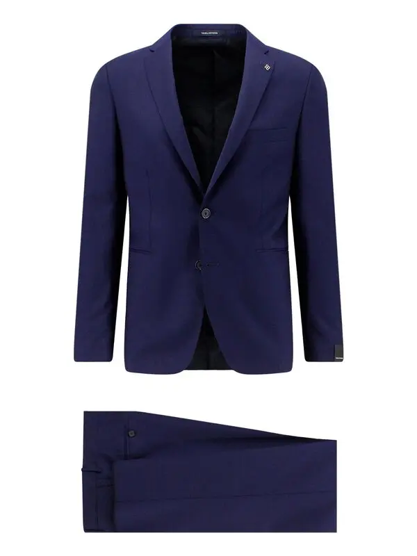 Tagliatore Virgin Wool Suit With Removable Iconic Brooch - Blue