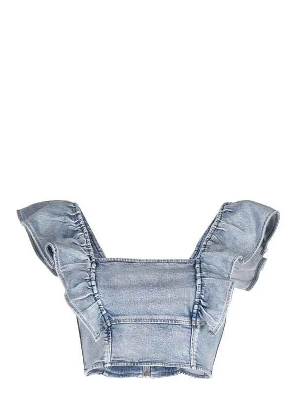 GANNI Denim Crop Top - Blue