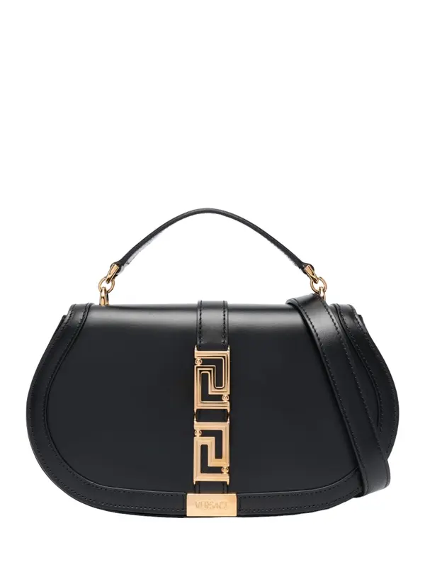 Versace Greca Goddess Leather Shoulder Bag - Black