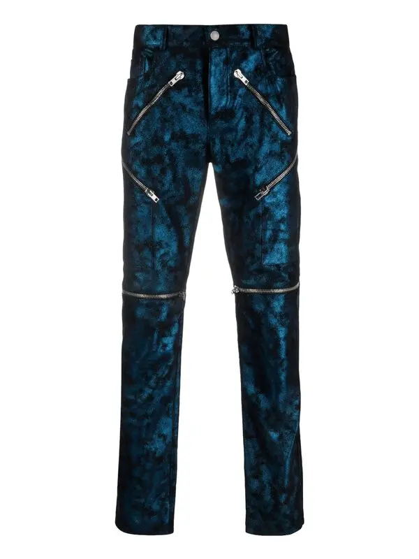 Moschino Multiple Zip-fastening-pockets Suede Trousers - Blue