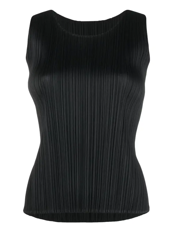 Issey Miyake Plissé Scoop-neck Vest - Black