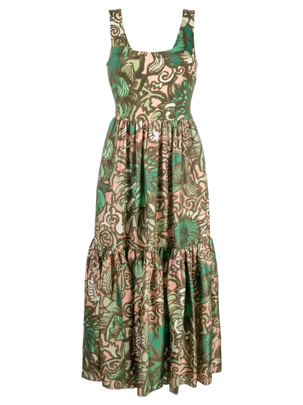 La DoubleJ Capri Floral-print Midi Dress - Green