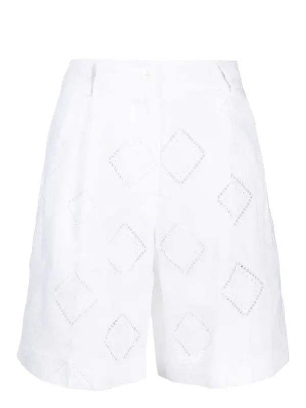 Kiton Perforated Linen Shorts - White
