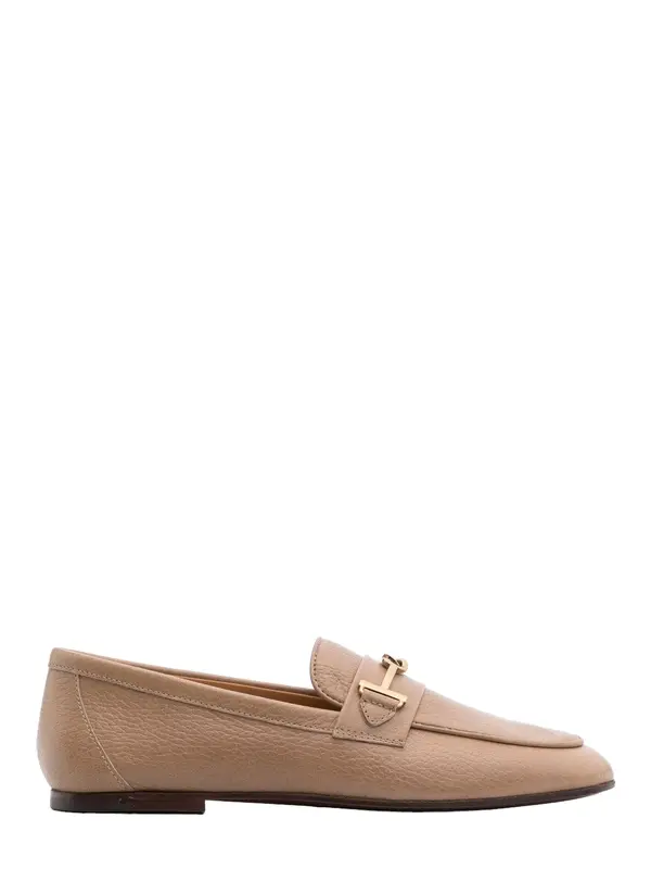 TOD'S Logo-plaque Leather Loafers - Neutrals