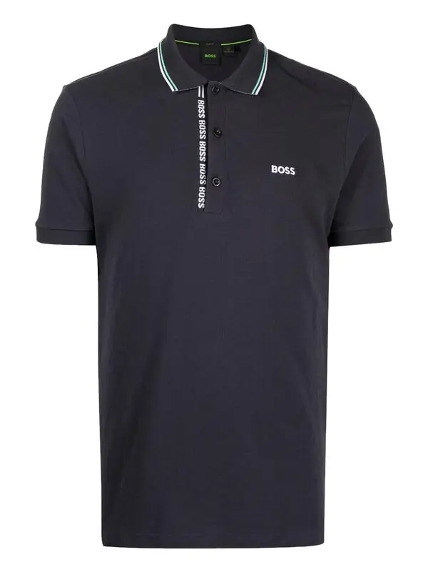 BOSS Logo-embroidered Cotton Polo Shirt - Blue