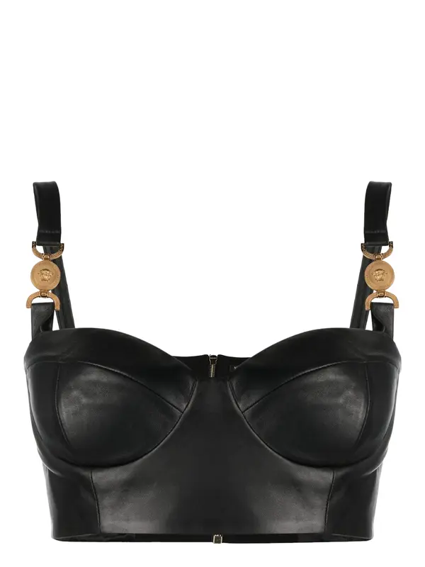 Versace Medusa '95 Leather Bustier Top - Black