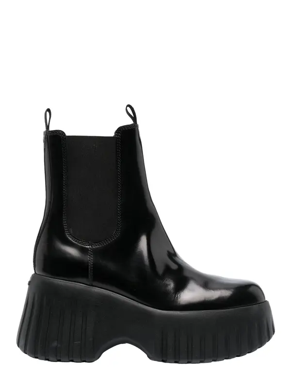 Hogan H-stripes Wedge Chelsea Boots - Black