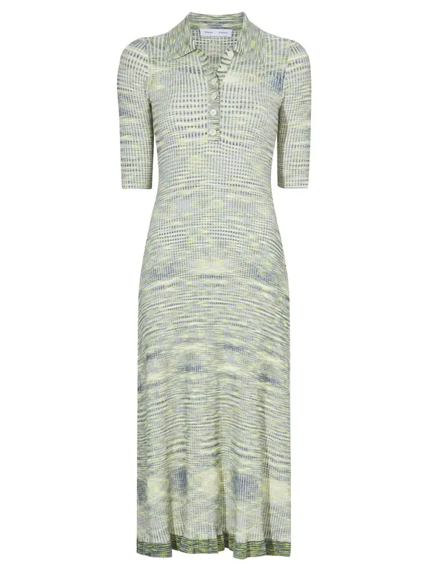 Proenza Schouler White Label Space Dye Ribbed-knit Polo Dress - Blue