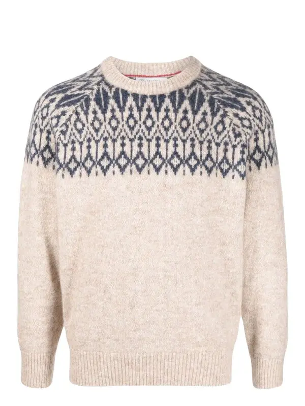 Brunello Cucinelli Patterned-knit Crew-neck Jumper - Neutrals