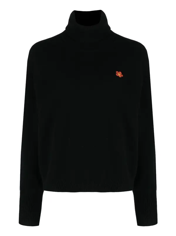 Kenzo Boke Flower-patch Wool Jumper - Black