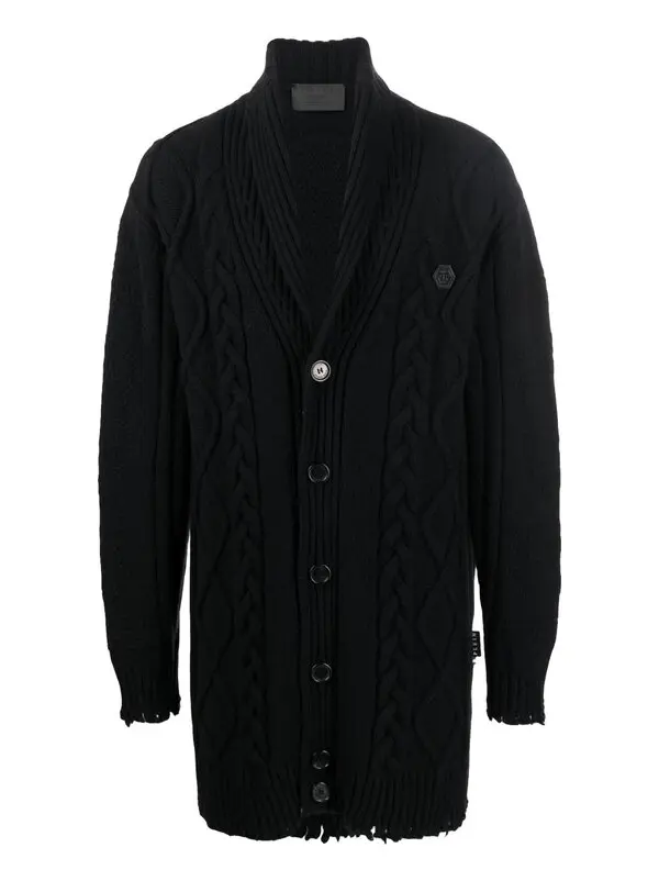 Philipp Plein Cable-knit Cardigan - Black