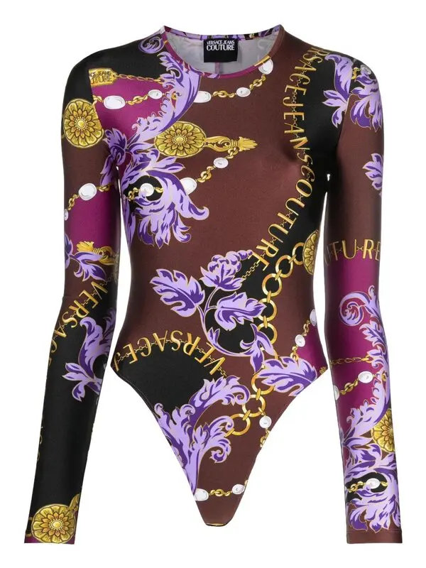 Versace Logo-print Bodysuit - Brown