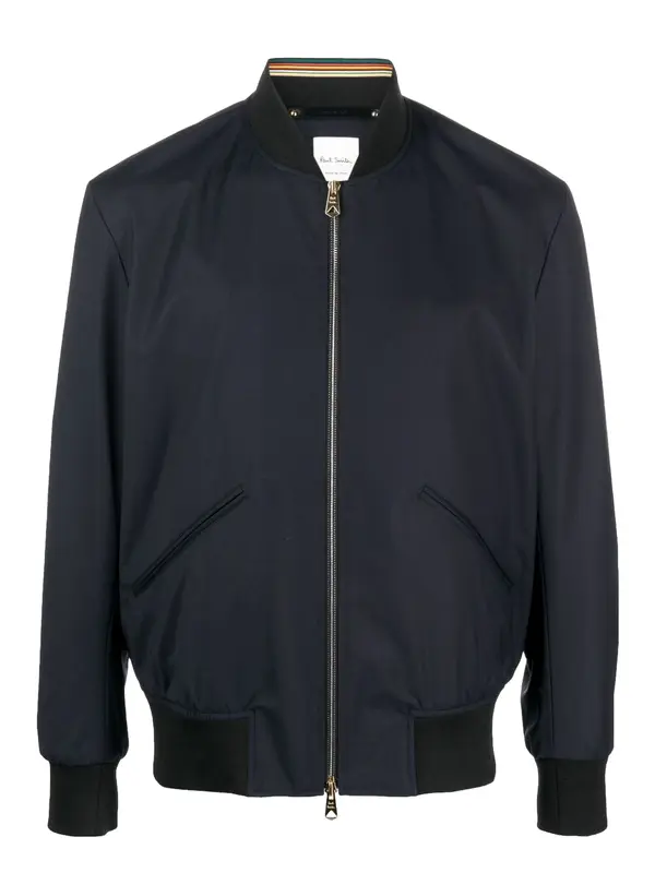 Paul Smith Zip-up Wool Bomber Jacket - Blue