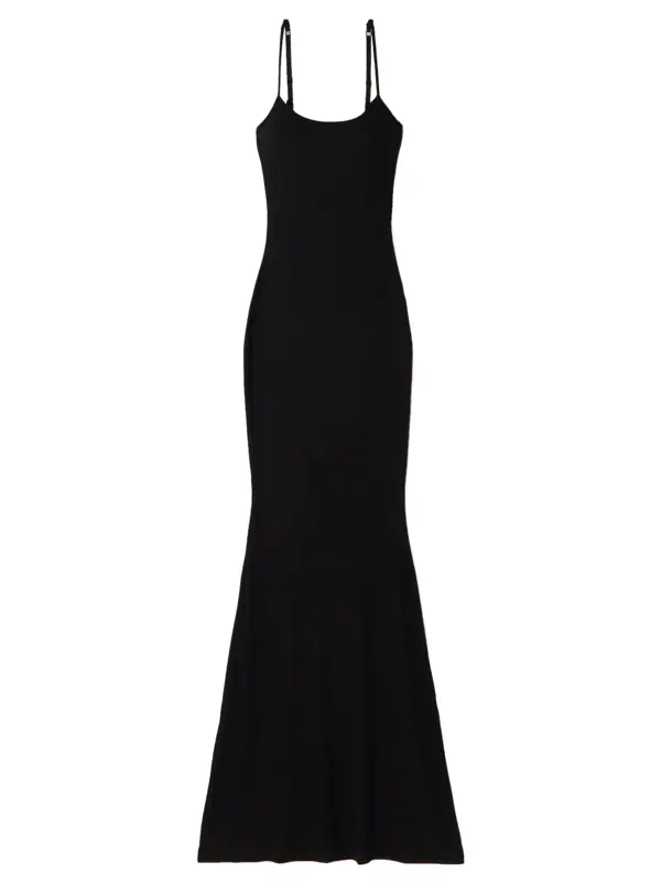 SKIMS Soft Lounge Ribbed Long Stretch-modal Slip Dress - Black