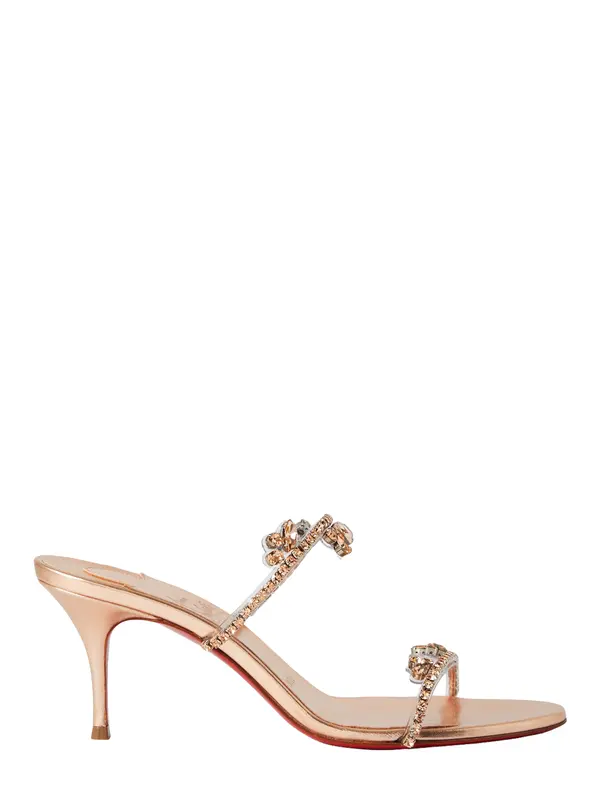 CHRISTIAN LOUBOUTIN Just Queen 70 Crystal-embellished Mules - Gold