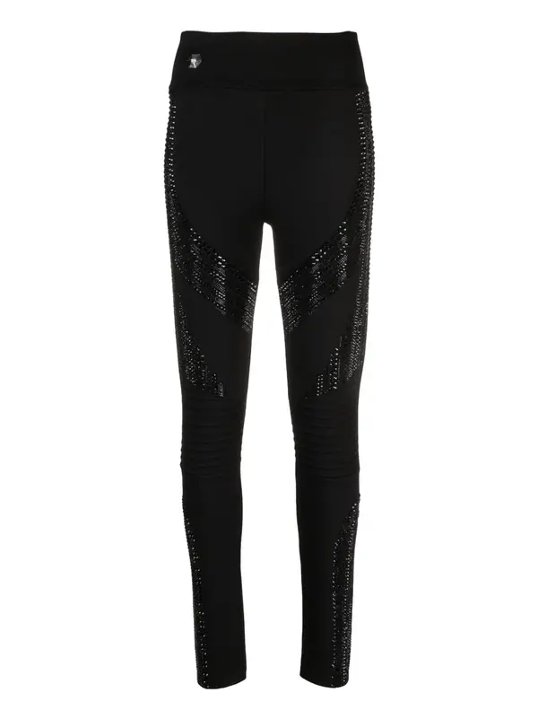 Philipp Plein Rhinestone-embellished High-waisted Leggings - Black