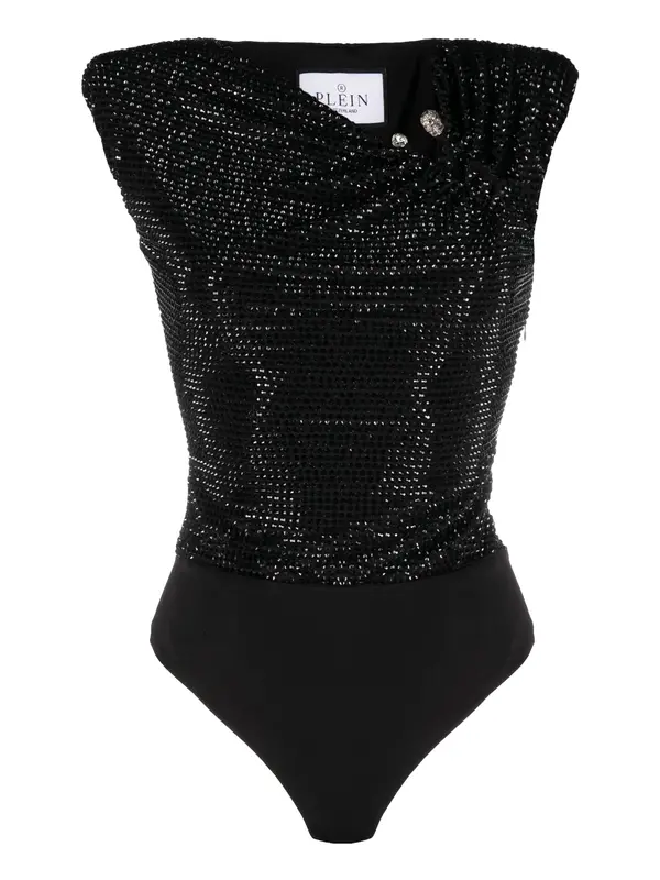 Philipp Plein Crystal-embellished Bodysuit - Black