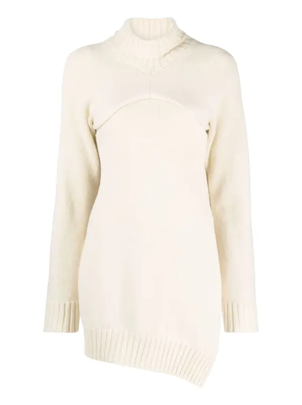 JIL SANDER Detachable-panel Ribbed-knit Jumper - Neutrals
